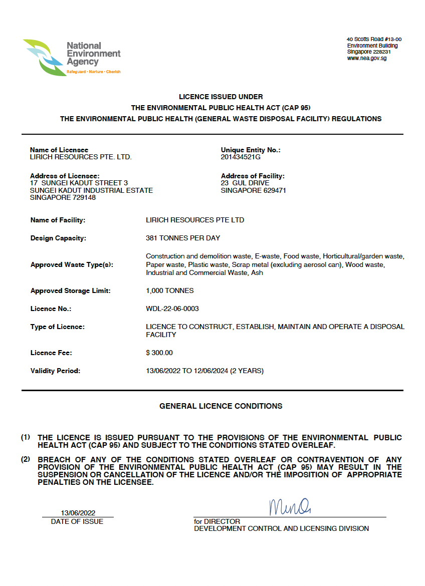 LICENSES & ACCREDITATIONS - LIRICH GROUP